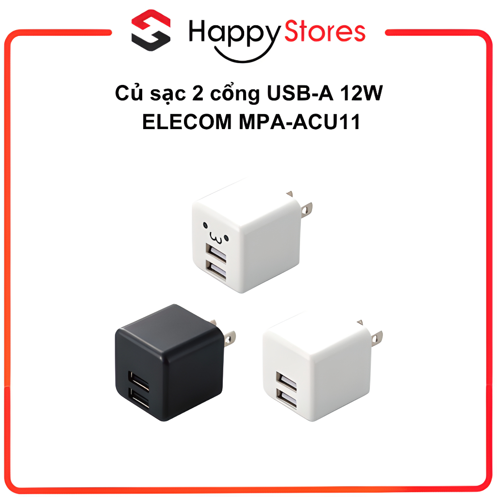 Củ sạc 2 cổng USB-A 12W ELECOM MPA-ACU11 | Shopee Việt Nam