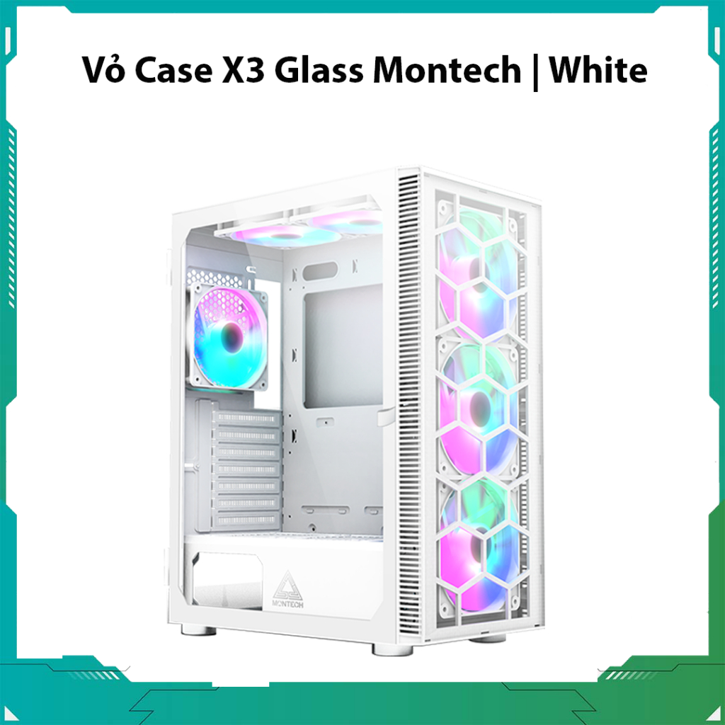 Vỏ Case X3 Glass Montech | White | Shopee Việt Nam