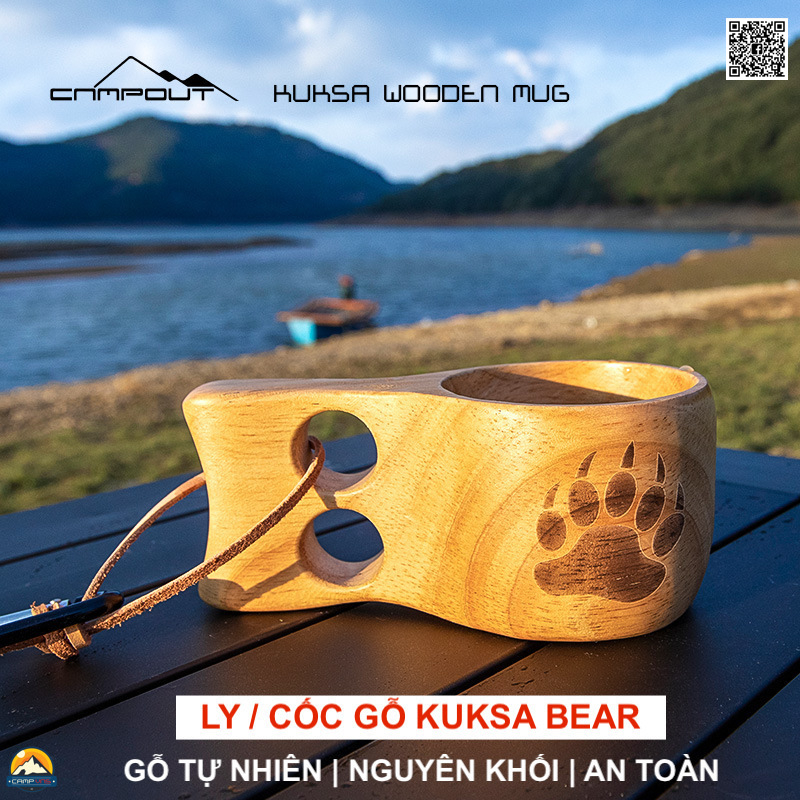 Ly gỗ / Cốc gỗ Kuksa Bear NURGAZ CAMPOUT (Thổ Nhĩ Kỳ) du lịch cắm trại ...