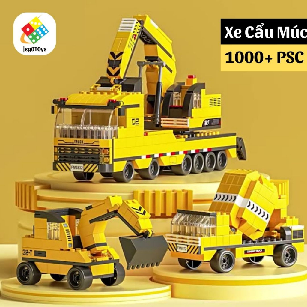 Lego Xe OTO Cần Cẩu Múc 1000+psc - Bộ Đồ Chơi Lắp Ráp Biệt Đội Xe Công ...