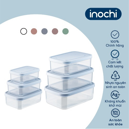 BỘ 6 hộp thực phẩm chữ nhật Inochi - Hokkaido 500-750-1000-1500-2000 ...