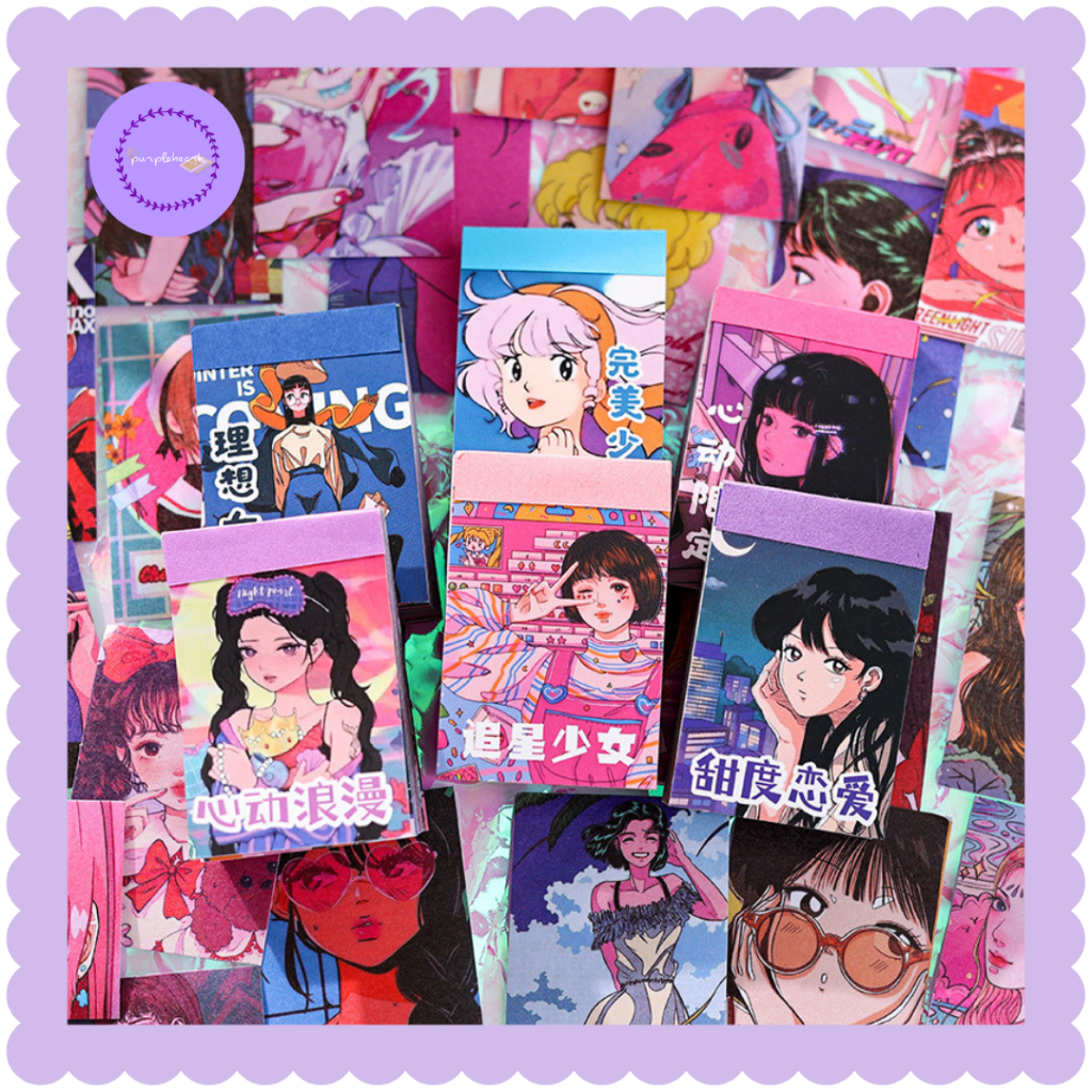 Sổ sticker có keo 50 tấm size 4x6 cm style manga | Shopee Việt Nam