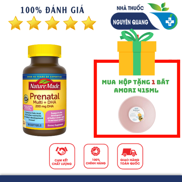 [Quà tặng] Nature Made Prenatal Multi + DHA bổ sung vitamin cho bà bầu ...