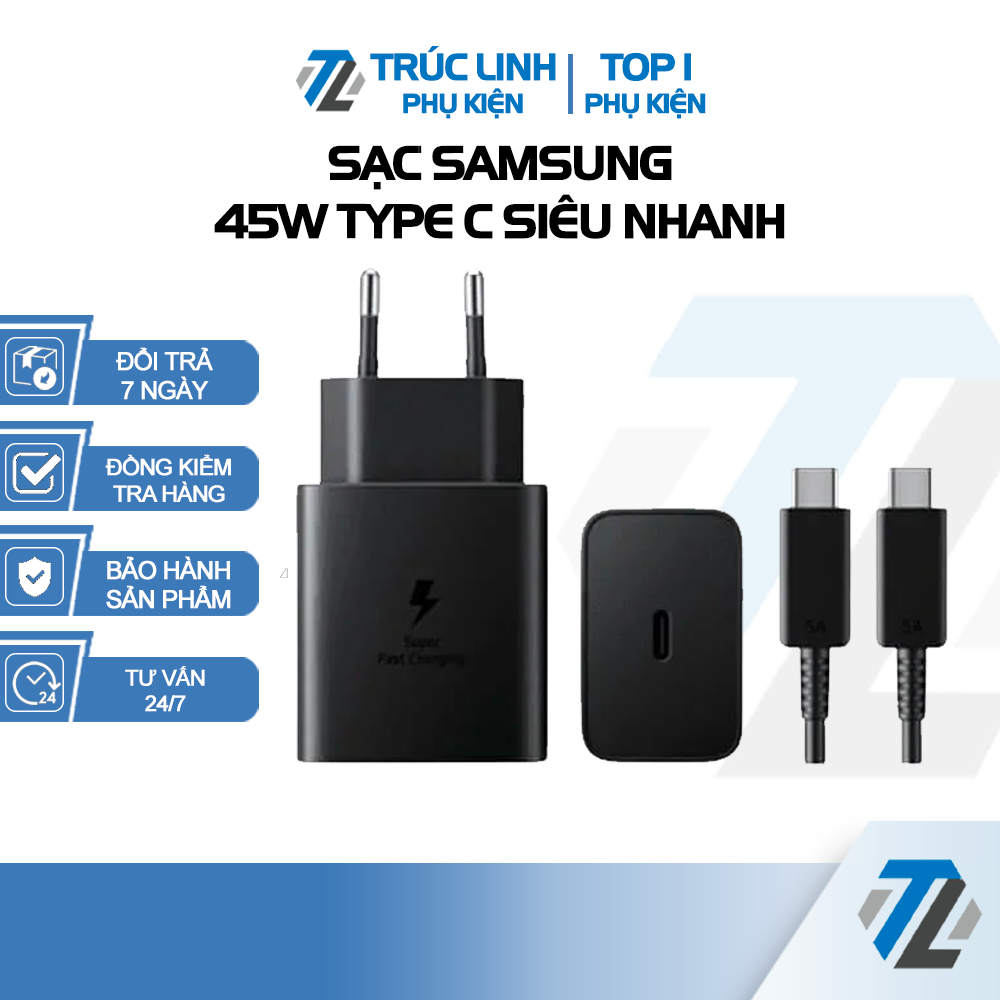 Bộ sạc nhanh SS 45w dành cho Galaxy Note 10 plus/S20 Ultra/ Tab S7/ Tab ...
