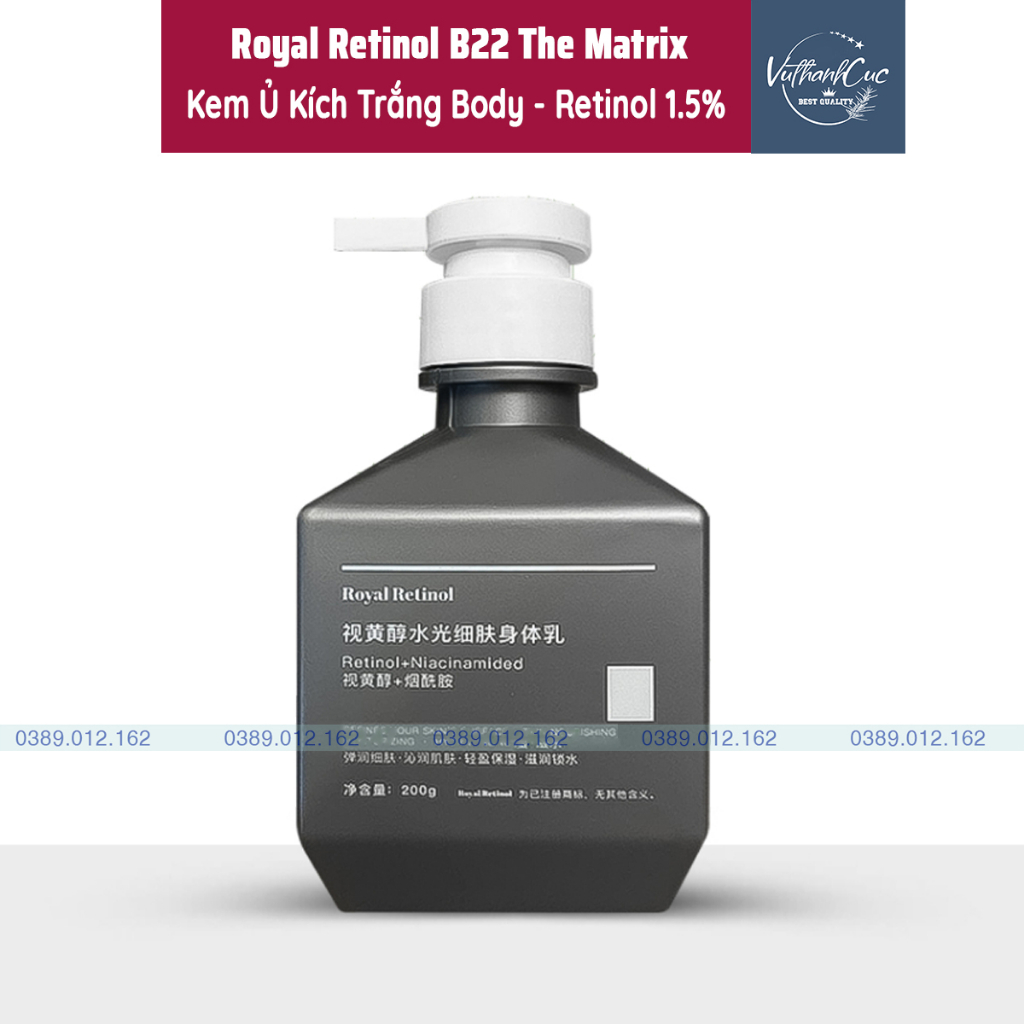 [CHÍNH HÃNG] Royal Retinol B22 The Matrix - Kem Ủ Kích Trắng Body Retinol 1.5% (chai 200g ...