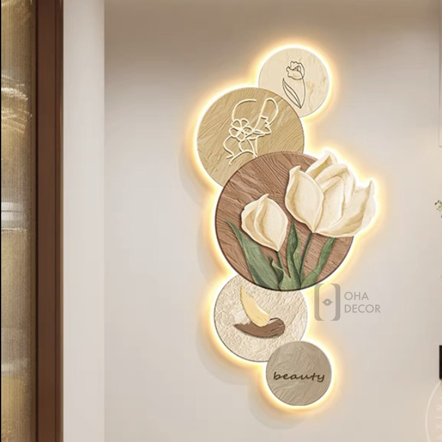 Tranh Đèn LED 3D Hoa Tulip Trang Trí Phòng Khách, Quán Tiệm Shop OHA ...