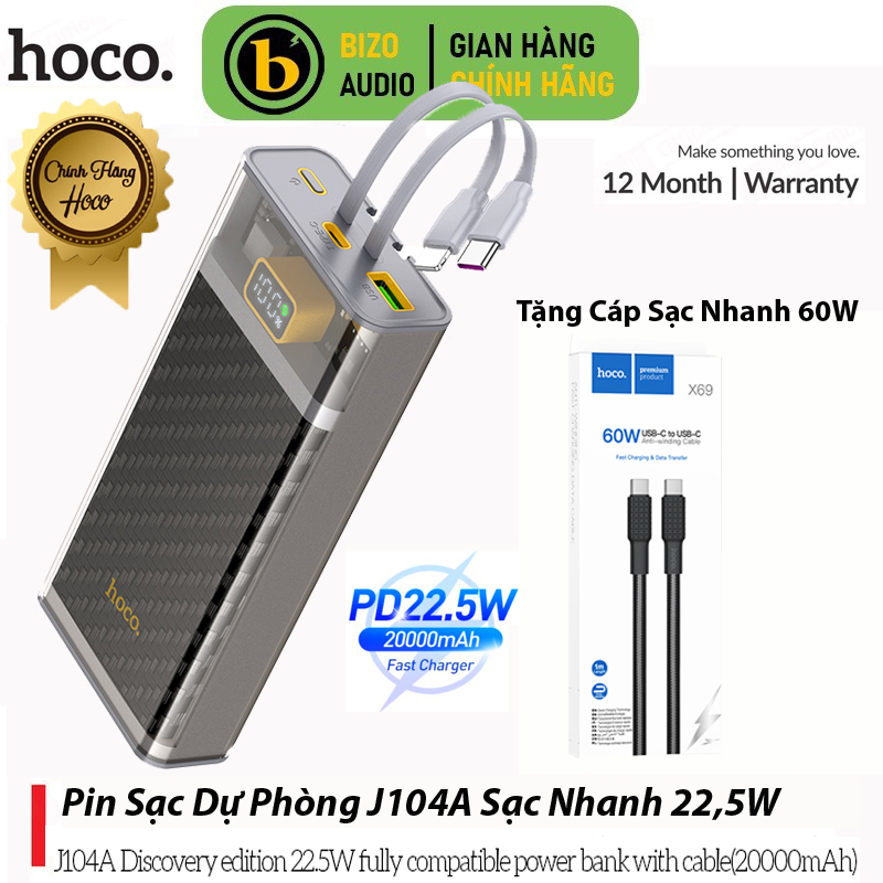 Sạc dự phòng Sạc Nhanh 22.5W Hoco J104A pin sạc dự phòng 20000MAH hỗ ...