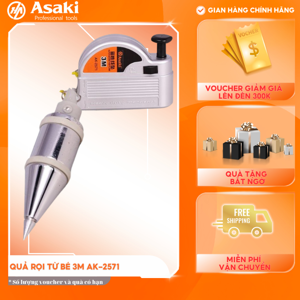 Quả dọi có từ tính 3m Asaki AK-2571 Lập lòn từ tính | Shopee Việt Nam