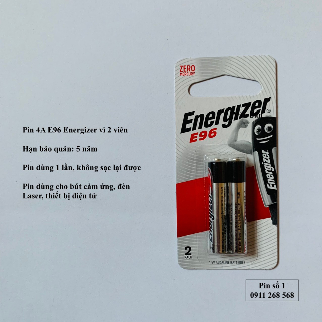 Pin AAAA 4A E96 Energizer LOẠI TỐT vỉ 2 viên dùng cho bút trình chiếu ...