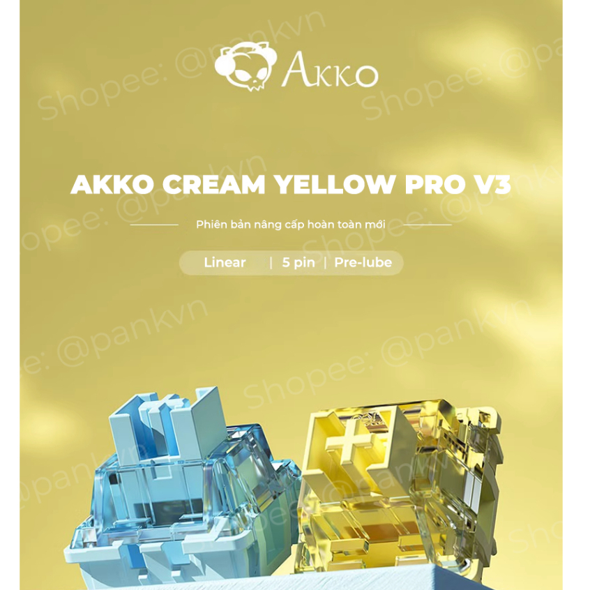 Pack Switch Akko Cream Yellow Pro V3 | Linear | Pre-lube | 5 Pin | Lực ...