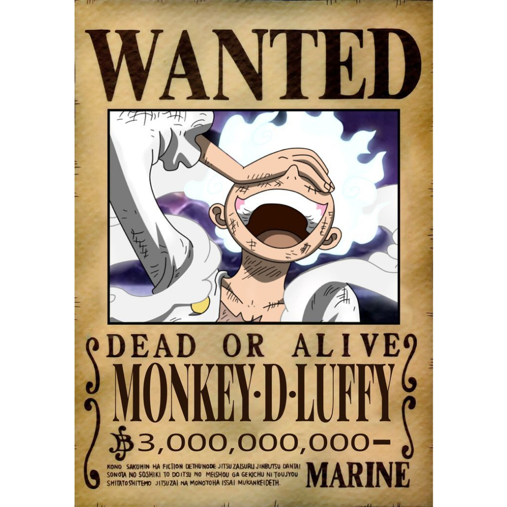 Poster lệnh truy nã One Piece Luffy Gear 5 Mới Nhất - Áp Phích Wanted Vintage dán tường phòng ...