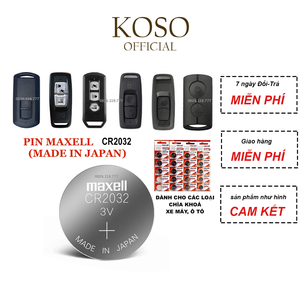 Pin Chìa Khoá Điều Khiển Smartkey KOSO xe Hon.da Remote SH, VISION ...