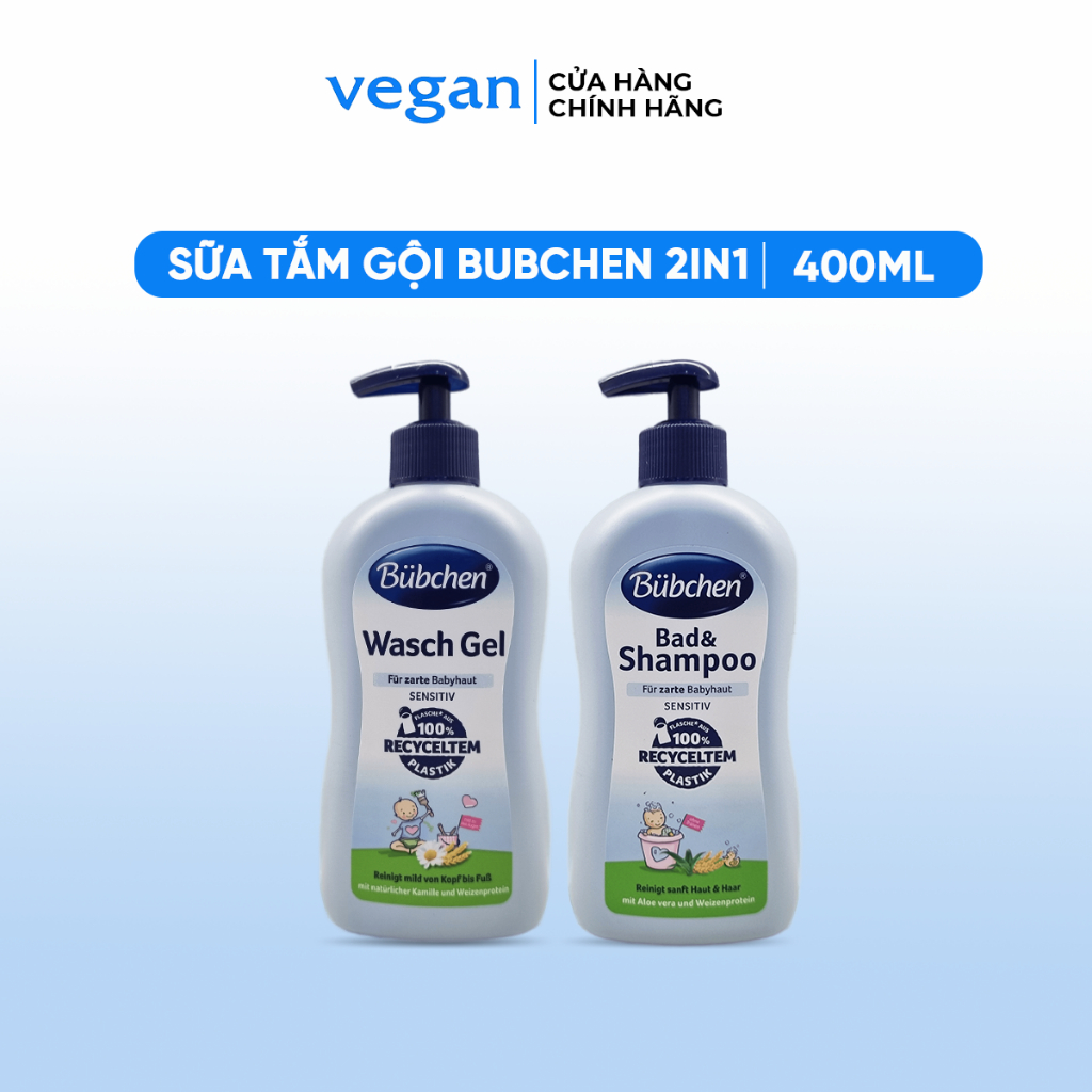 Sữa tắm gội Bubchen 400ml cho trẻ sơ sinh xuất xứ Đức có vòi tiện dụng, Sữa tắm gội Wasch Gel ...
