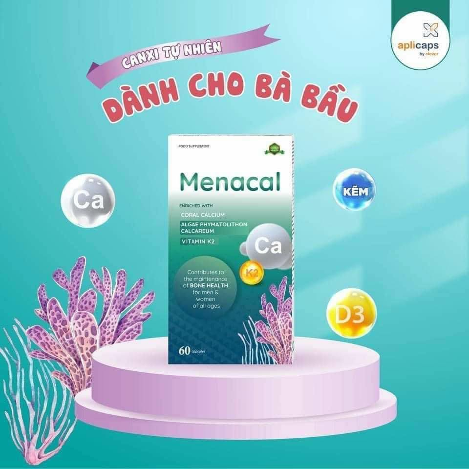 Viên uống bổ sung Canxi, vitamin K2 và D3 Aplicaps Menacal hộp 60 viên ...