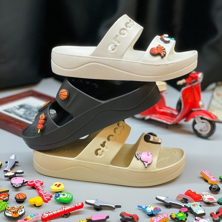 Dép Crocs 2 quai độn đế 4cm [ 2 quai đế Bằng ] | Shopee Việt Nam