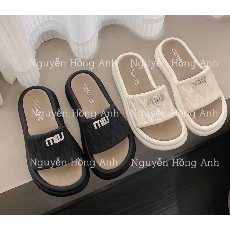 Dép quai ngang Min đế nâu siêu êm cao 3p (FULL BOX) cho nữ | Shopee ...