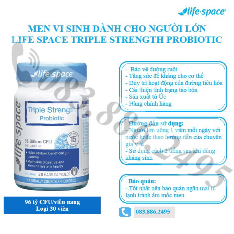 MEN VI SINH LIFE SPACE TRIPLE STRENGTH PROBIOTIC 96 TỶ LỢI KHUẨN | Shopee Việt Nam