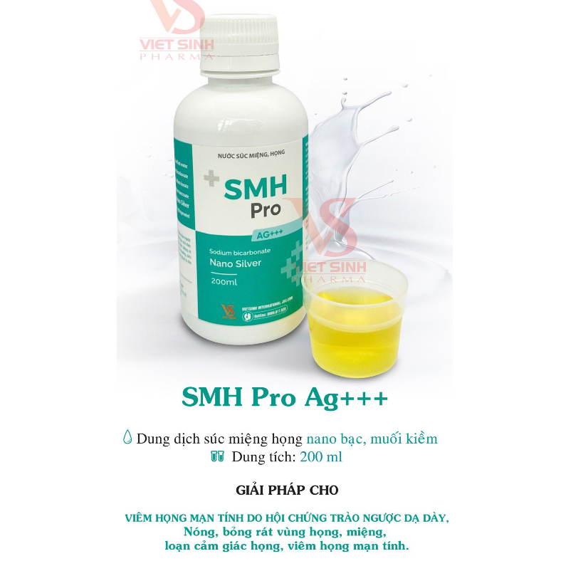 Súc họng Nano bạc SMH pro AG++ 300ml vệ sinh răng miệng, phòng ngừa ...