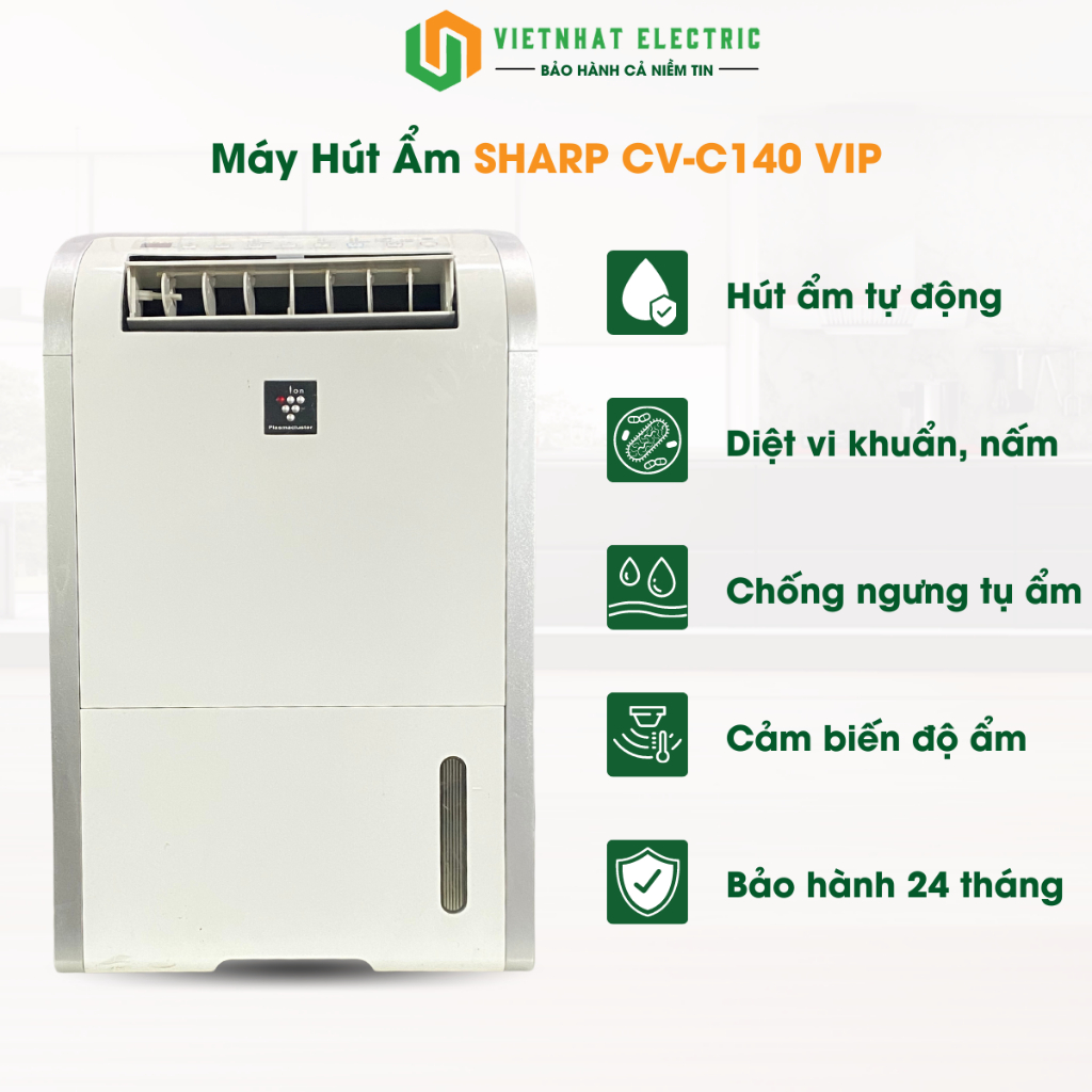 Máy hút ẩm SHARP CV-C140 VIP đẹp hút ẩm lọc khí cực đa chức năng, siêu tiết kiệm phù hợp không ...