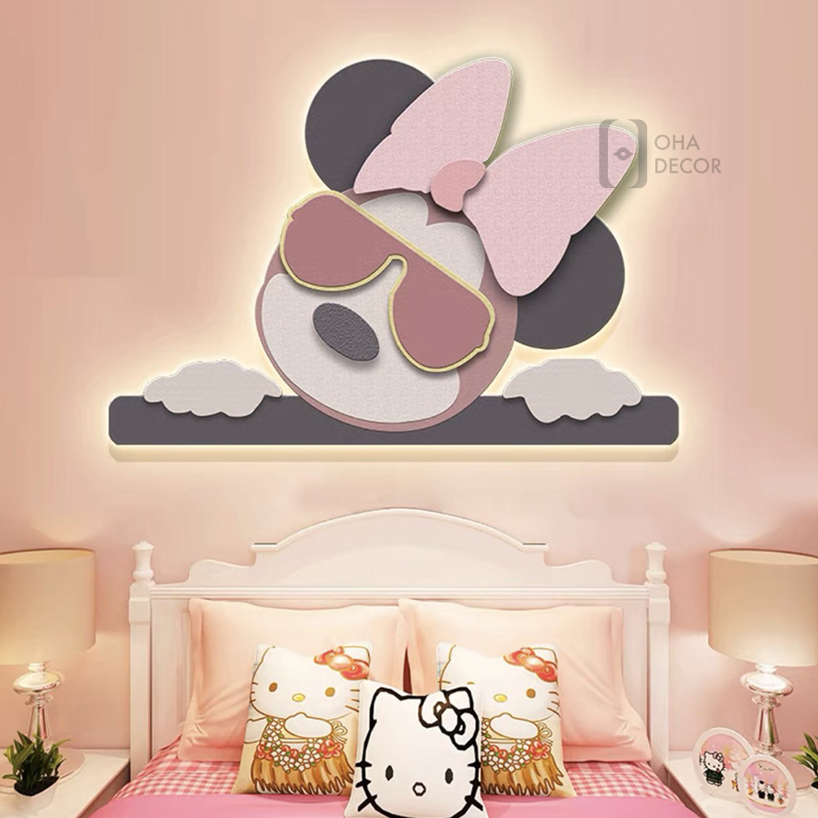Tranh 3D LED Cắt Chuột Mickey Minnie Màu Hồng Trang Trí Nhà, Quán Cà ...