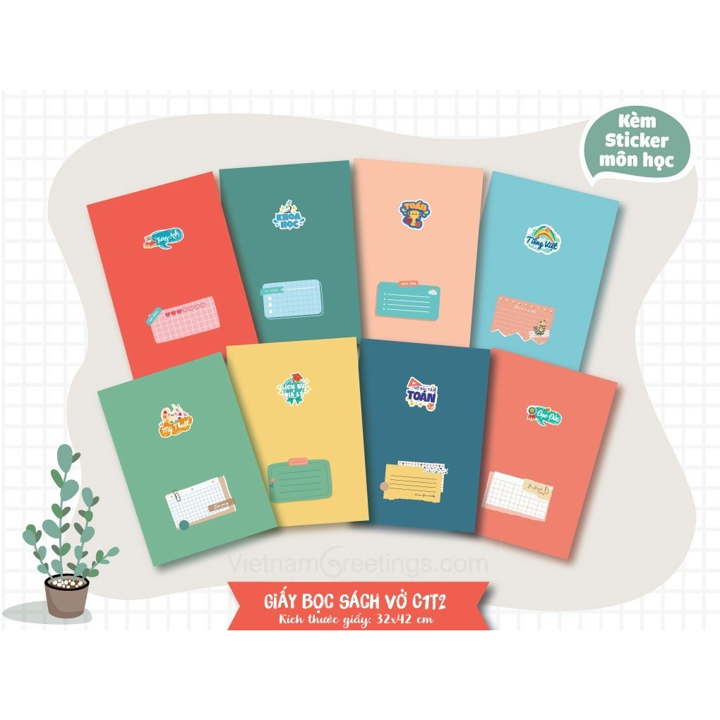 Bộ giấy bọc sách vở, giấy bao tập Greenwood kèm Sticker - C1T2 | Shopee ...