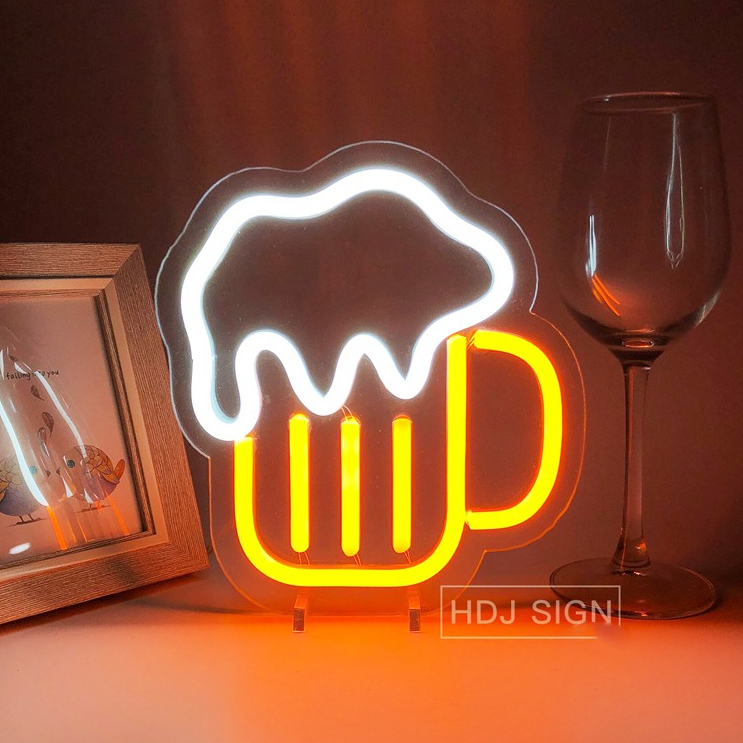 Đèn led neon hình Ly Bia, Decor trang trí quán bia, phòng bar tiện dụng ...