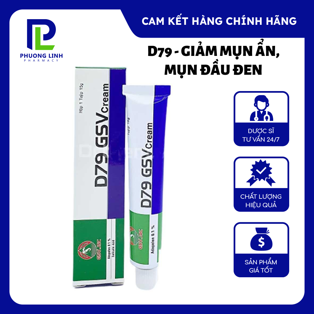 Kem bôi D79 GSV Cream Giảm Mụn Ẩn, Mụn cám, đầu đen, Mụn Lưng, Dày Sừng Nang Lông 15g [Chính ...