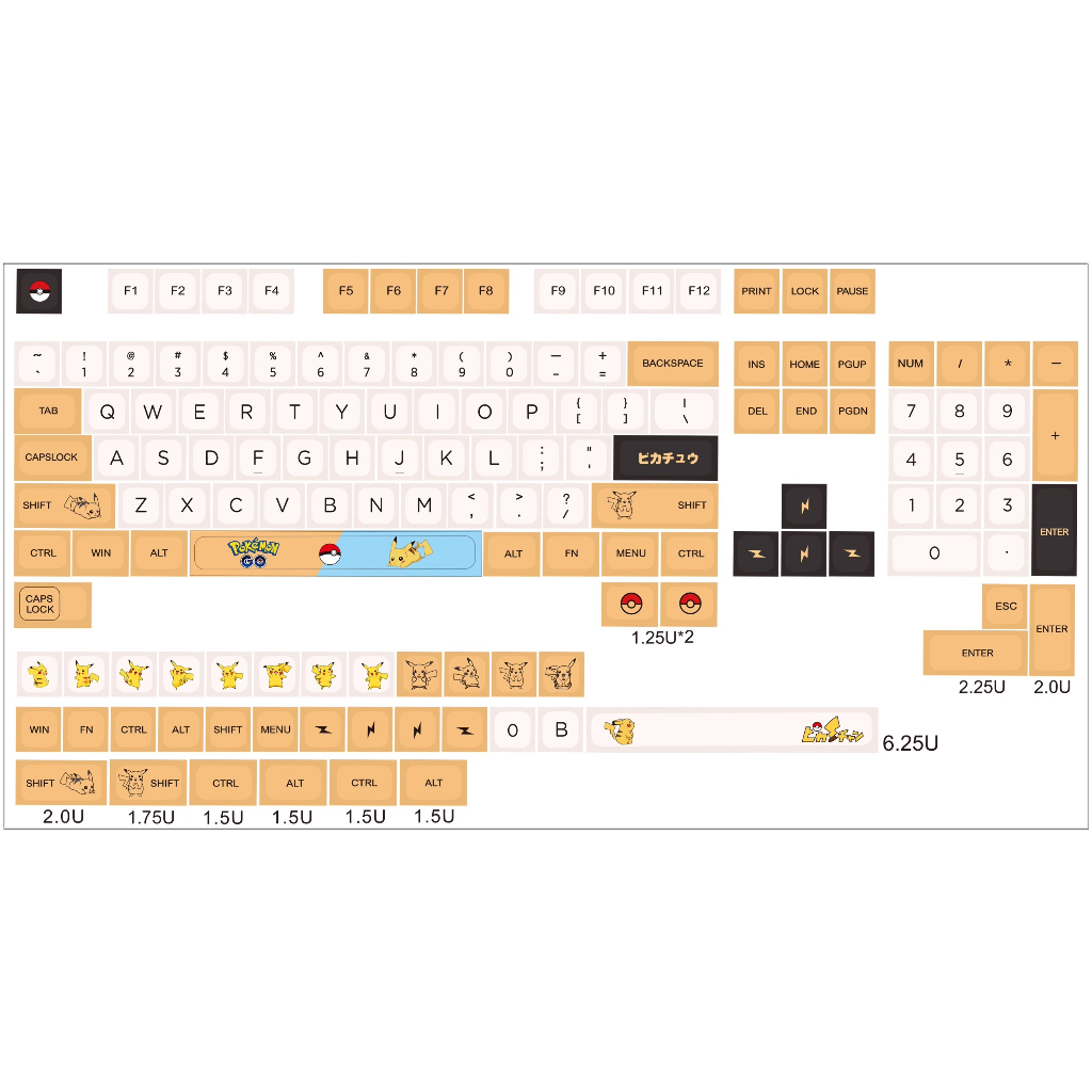 Keycap PBT XDA Commando, Pikachu nút bàn phím cơ phù hợp nhiều layout ...