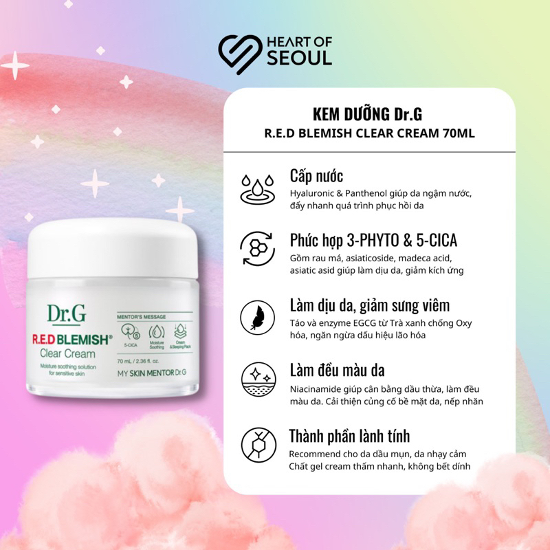 Kem dưỡng Dr.G DrG Red Blemish Clear Soothing Cream 70ml (Bill Hàn ...