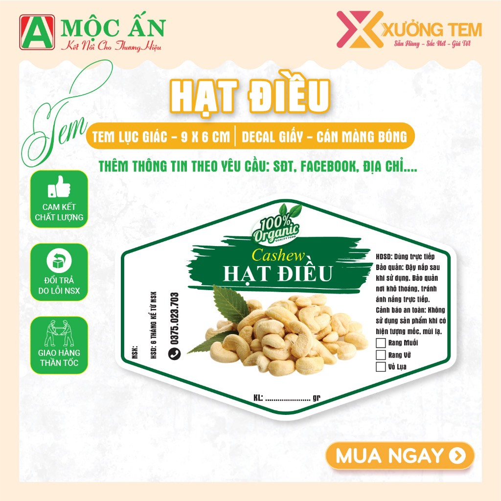 Đặt In 200 Tem Dán Ăn Vặt - Nhãn Sản Phẩm In sẵn 9x6 cm - Cán Bóng ...