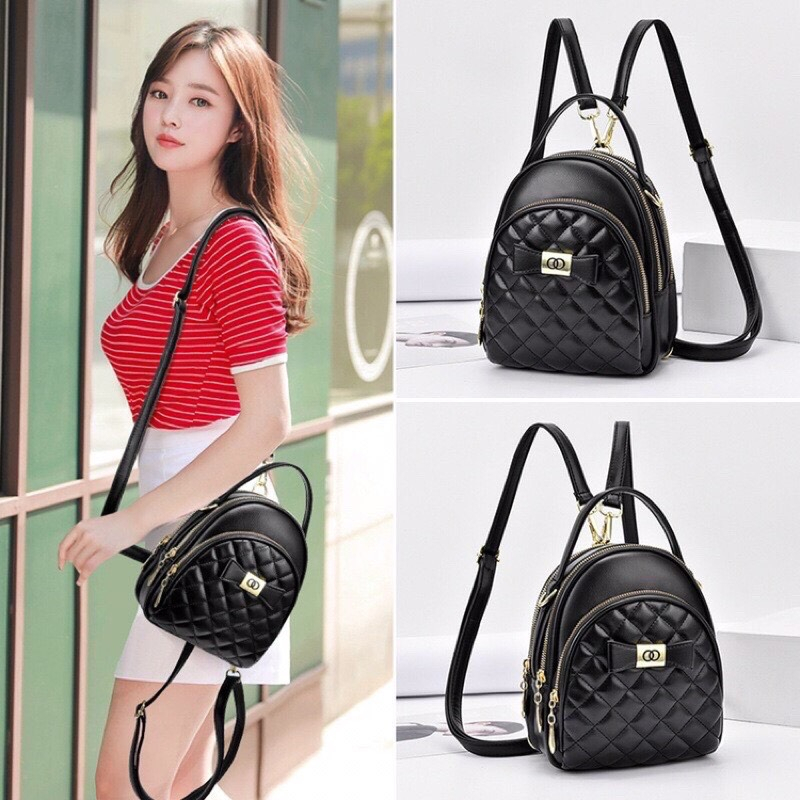 Balo da mini - Balo nữ nhiều ngăn chất da mềm sang chảnh kèm đeo chéo ...