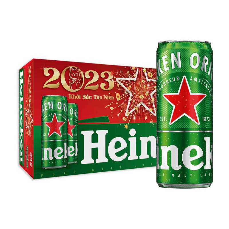 Bia Heineken Sleek lon 330ml (Bao bì Tết 2023) - Thùng 24 lon | Shopee ...