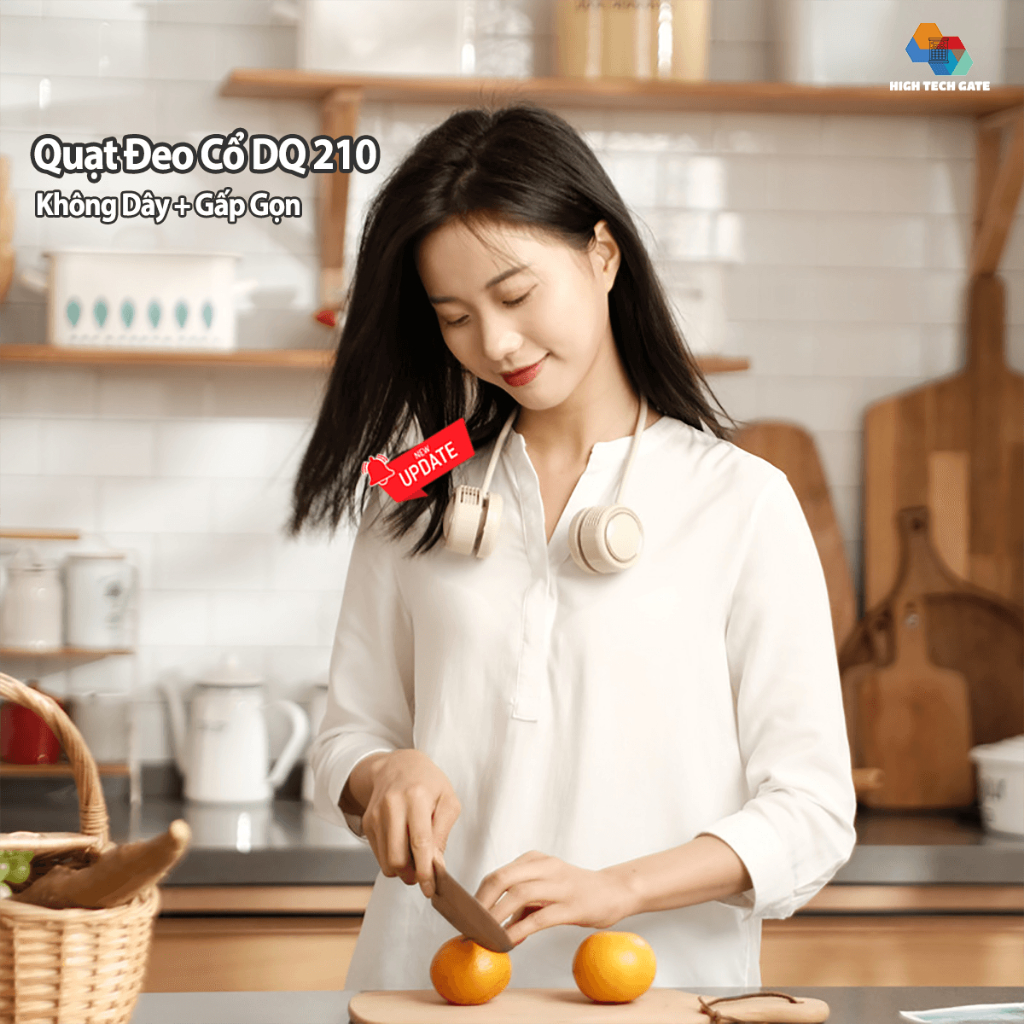 Quạt đeo cổ gấp gọn DQ-210 mini bỏ túi, không dây cầm tay,không vướng tóc, 3 cấp độ gió không ...