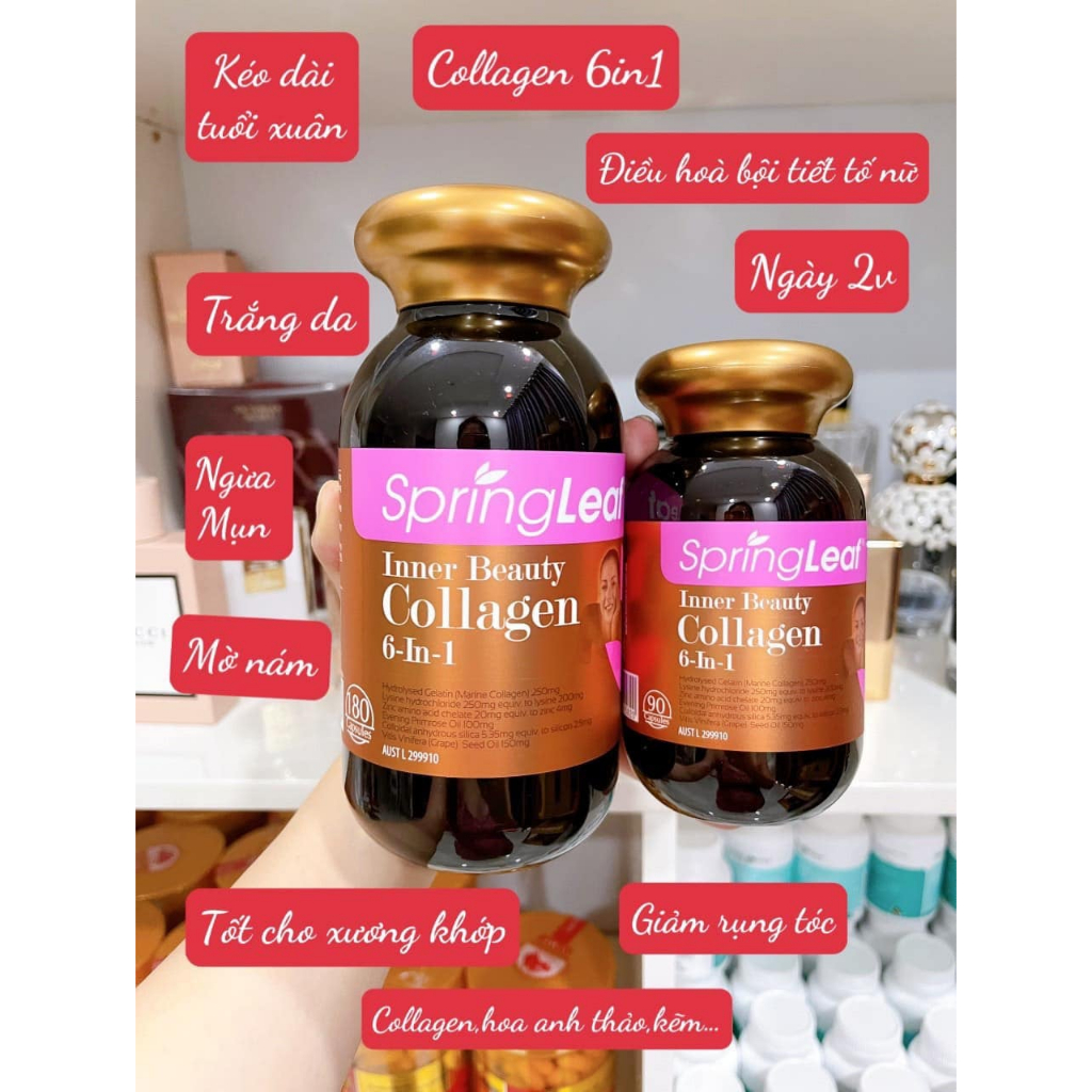 Viên COLLAGEN SPRING LEAF INNER BEAUTY COLLAGEN 6 in 1 hộp 90v | Shopee ...