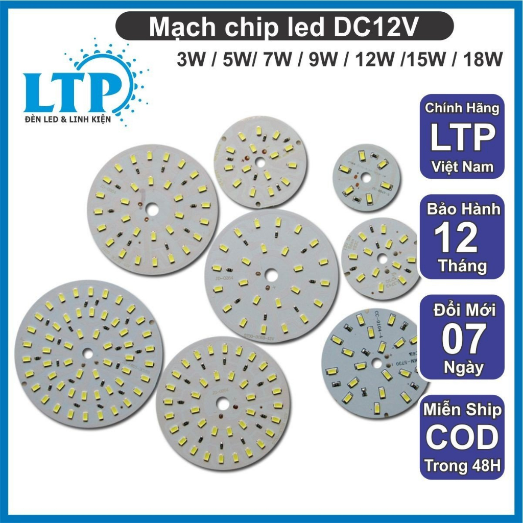 Mạch Chip Led 5730 12V - 3W, 7W, 12W Ánh Sáng Trắng/Vàng Của LTP ...
