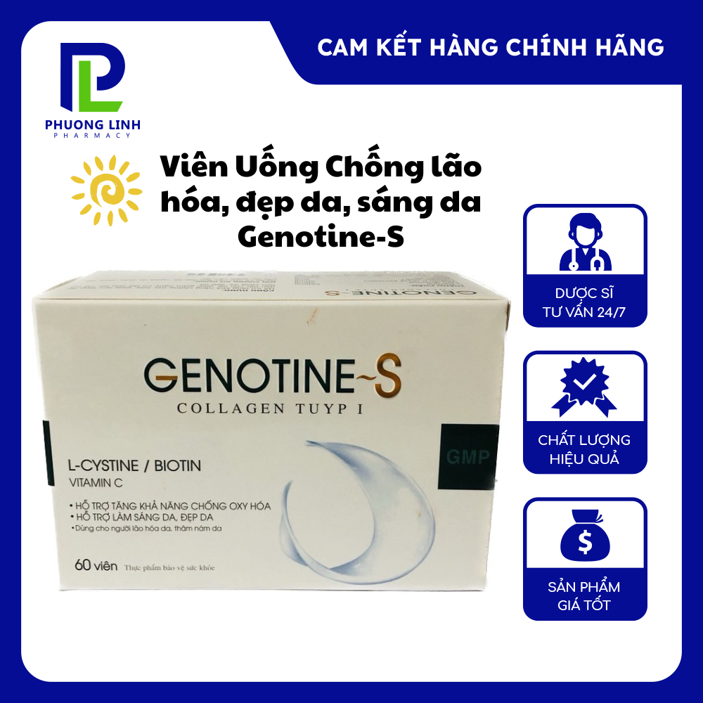 Viên uống GENOTINE-S bổ sung Collagen, hỗ trợ lão hóa, trắng da, đẹp da ...