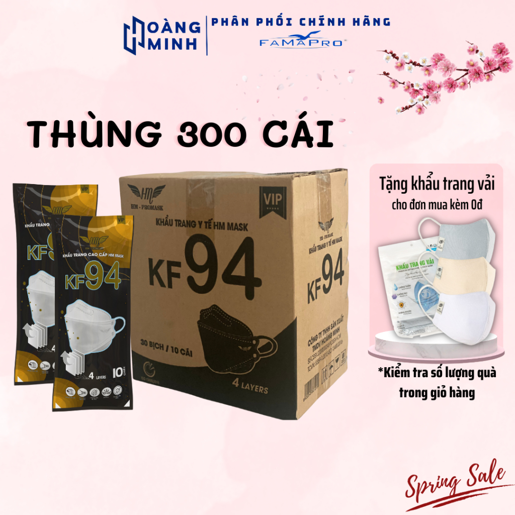 THÙNG 300 cái Khẩu Trang KF94 HM pro mask 4 lớp kháng khuẩn chống bụi ...