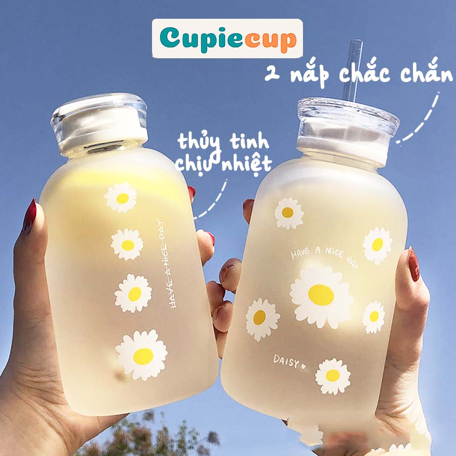 [XẢ HÀNG] Bình Thủy Tinh Hoa Cúc Daisy Trong Suốt Kèm Ống HÚt Kiểu Dáng ...