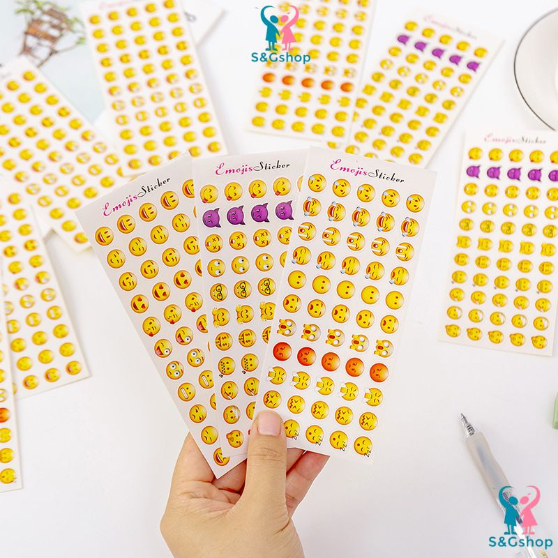 Sticker, hình dán Emoji đầy đủ cảm xúc trang trí set 12 tờ | Shopee ...