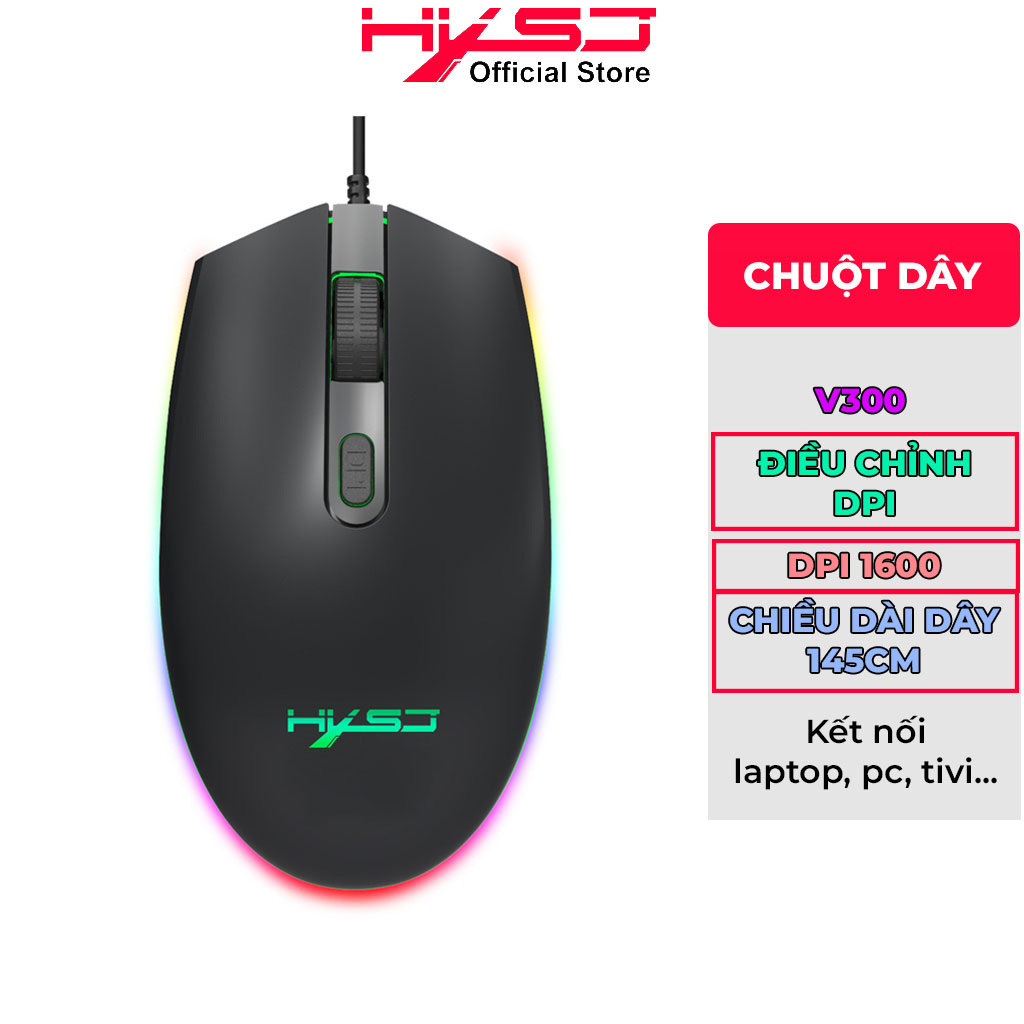 Chuột dây HXSJ V300 chơi game, văn phòng LED RGB có thể điều chỉnh ...