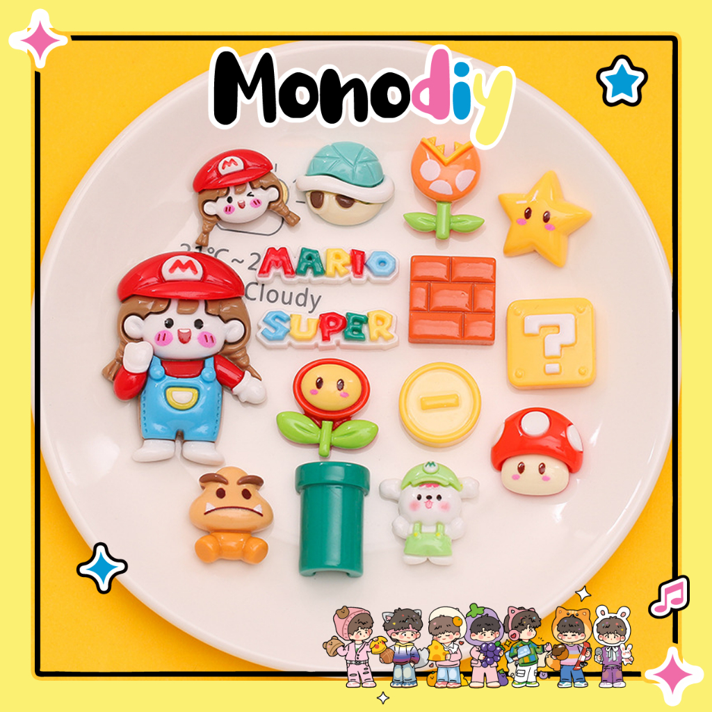 Charm Mario Dễ Thương Trang Trí Ốp Điện THoại, Bình Nước, Toploader ...