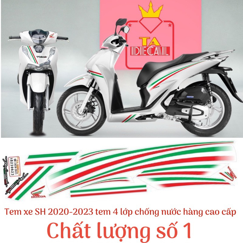 [Nhiều mẫu màu]Tem xe SH 2020-2023 sọc dài cờ italia,Phap,Đức…tem 4 lớp ...