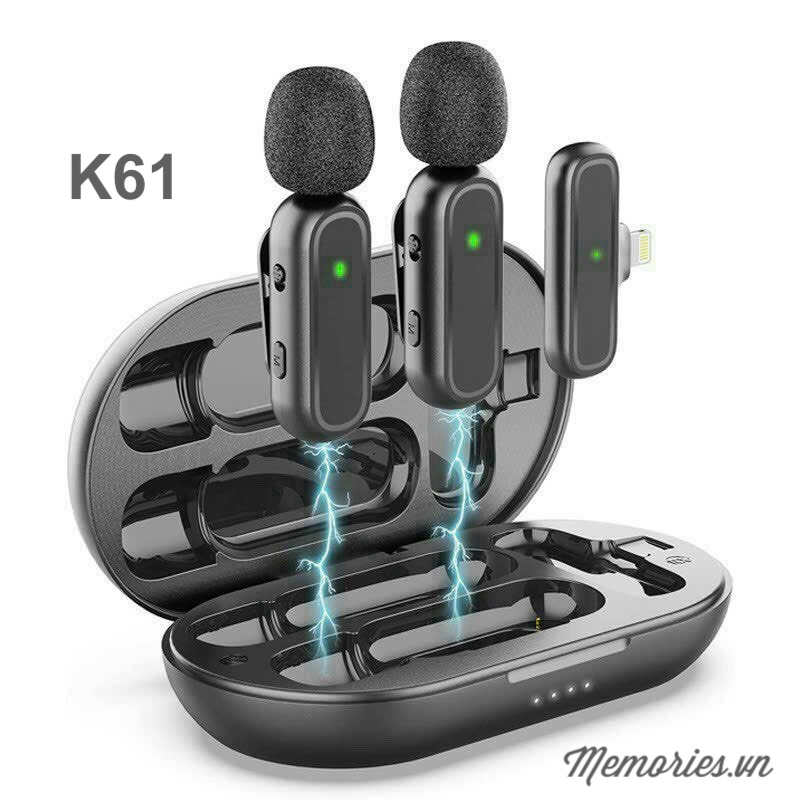 Micro thu âm Lavalier K61, J13, SX31, SX8 2 mic (3in1 / Type C / iP) cài áo không dây chất lượng ...