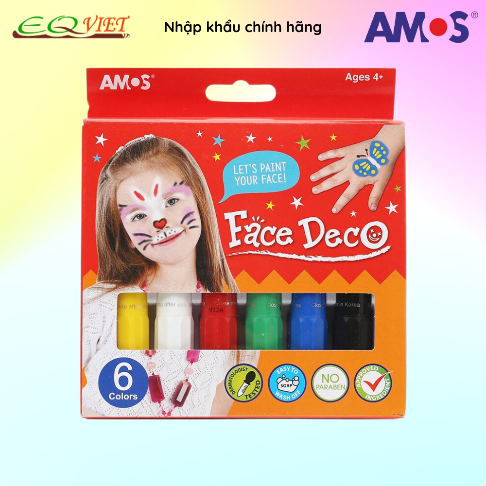 Bộ bút màu vẽ mặt nhập khẩu Hàn Quốc AMOS Face Deco Hộp 6 màu FD5P6 ...