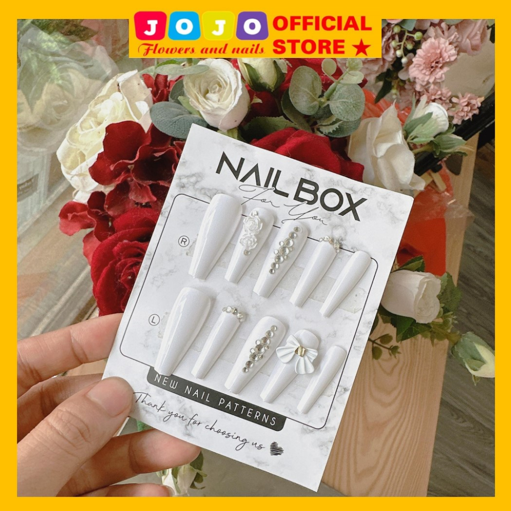Nails thiết kế màu trắng sang chảnh cô dâu chụp ảnh Jojo's mã TK03 | Shopee Việt Nam