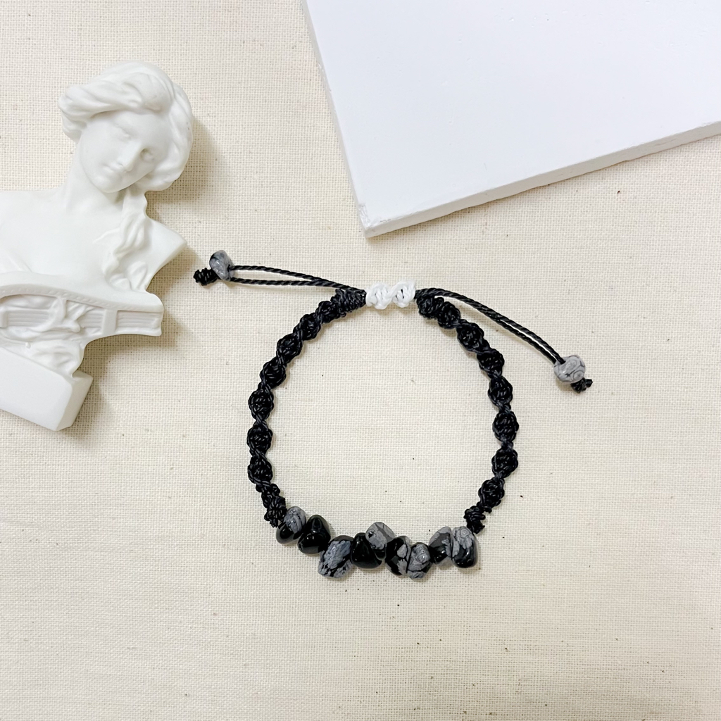 Lắc tay đá Snowflake Obsidian (Obsidian bông tuyết) | Shopee Việt Nam