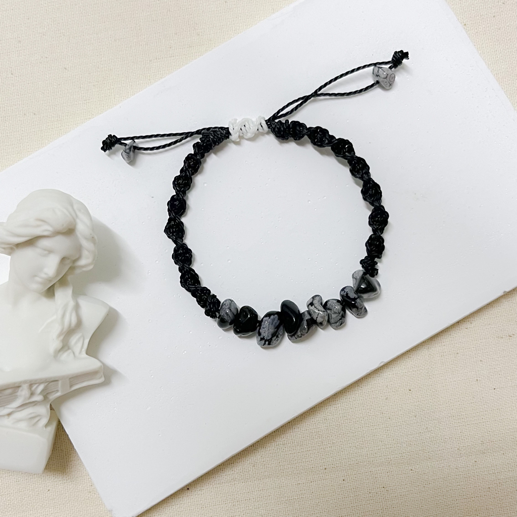 Lắc tay đá Snowflake Obsidian (Obsidian bông tuyết) | Shopee Việt Nam