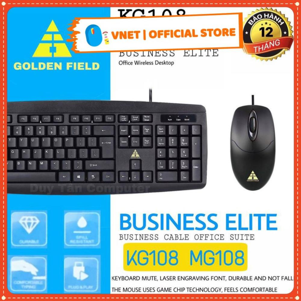 Bộ phím chuột máy tính có dây Golden Field KG108+ MG108 Hàng chính hãng cao cấp cho văn phòng ...