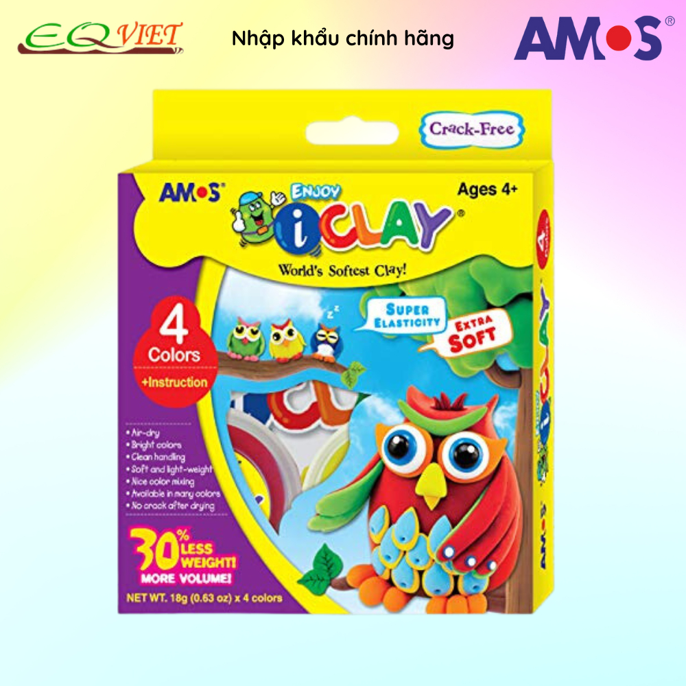 Hộp Đất nặn trang trí nhập khẩu Hàn Quốc AMOS I Clay Hộp 4 màu IC18P4 | Shopee Việt Nam