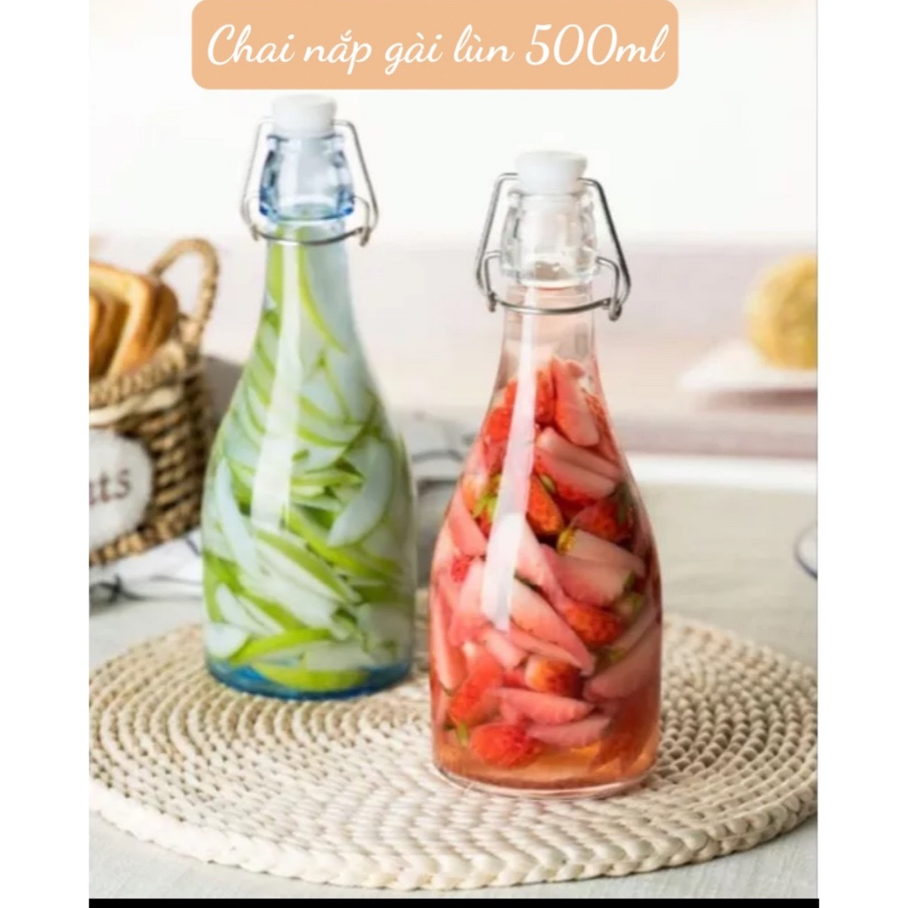 Chai thủy tinh nắp cài lùn 500ml tạo gas kombucha, kefir | Shopee Việt Nam